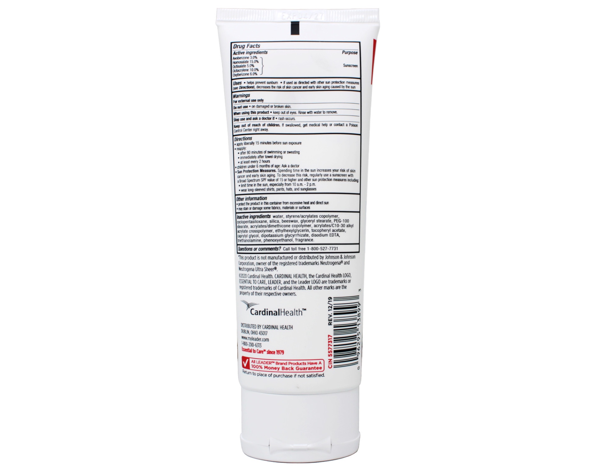 Leader Ultra Sheer Water Resistant SPF 100 Sunscreen Lotion, 3 oz - 5 ...
